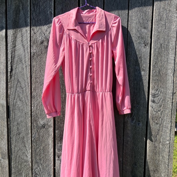 Sears | Dresses | Vintage 7s Sears Pink Long Sleeve Dress | Poshmark